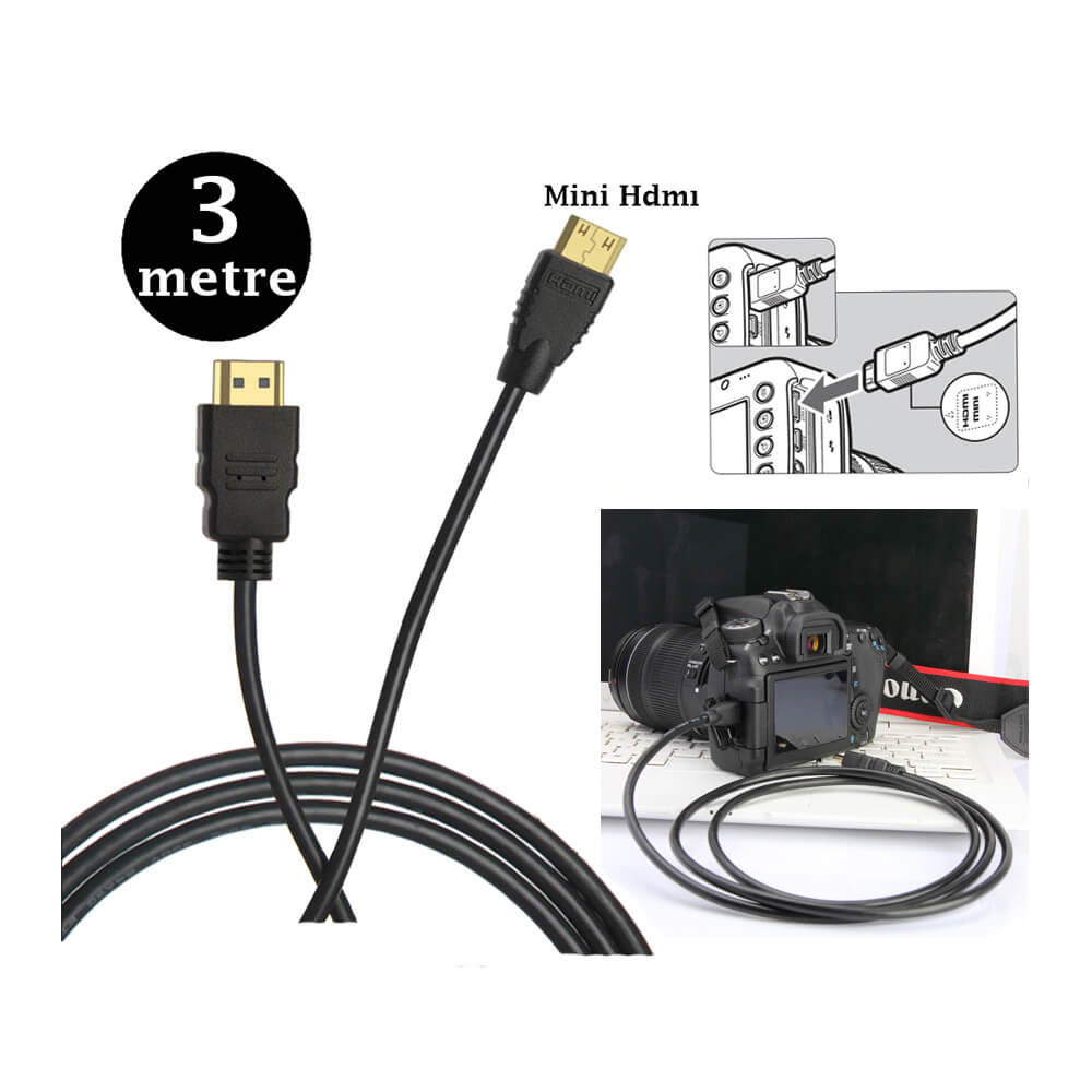 3M Metre Tablet Uyumlu Mini Hdmi To Hdmi Kablo