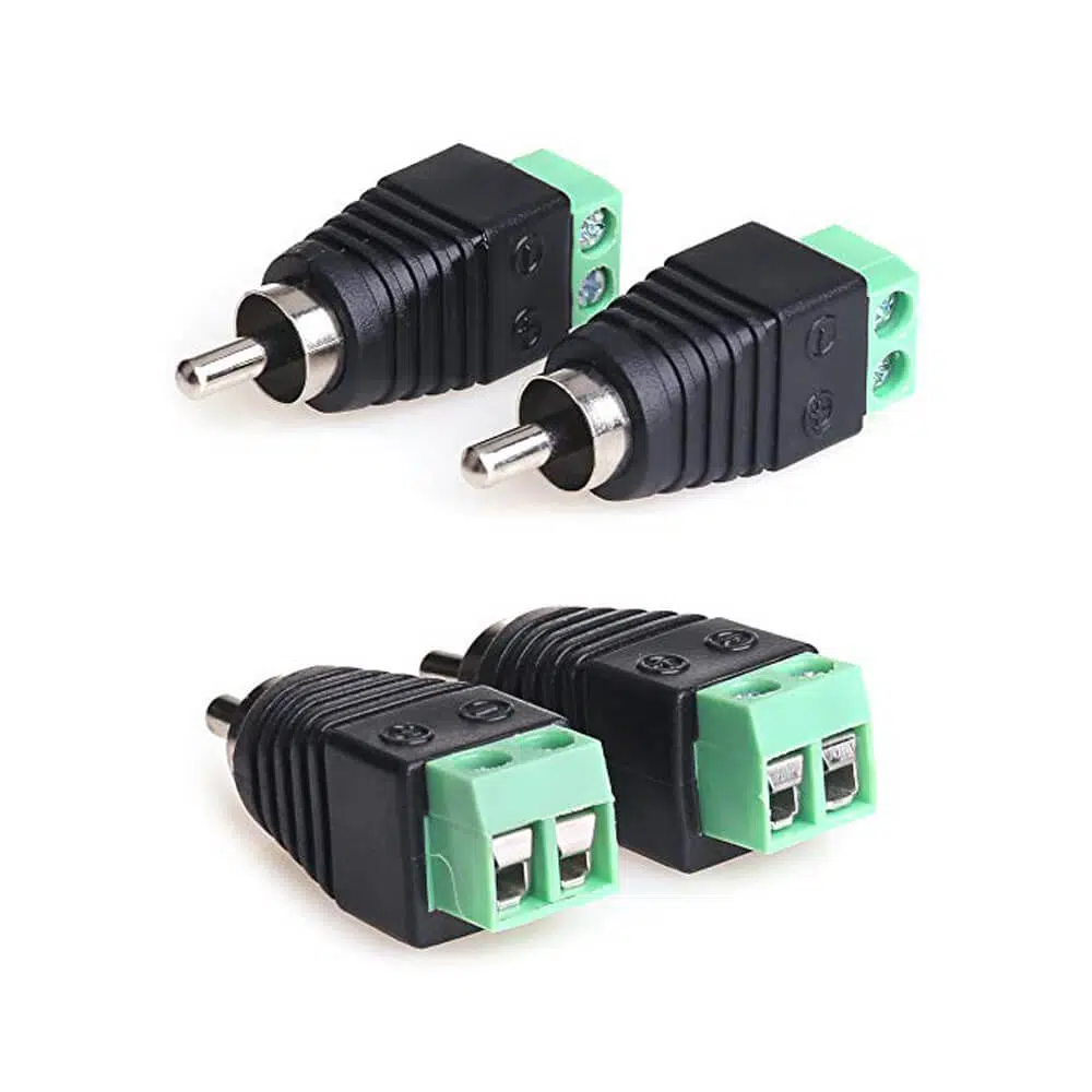 Rca Erkek Jak Konnektör - Ses / Video Hoparlör Kablosu Vidalı Klemens - Cctv AV Balun